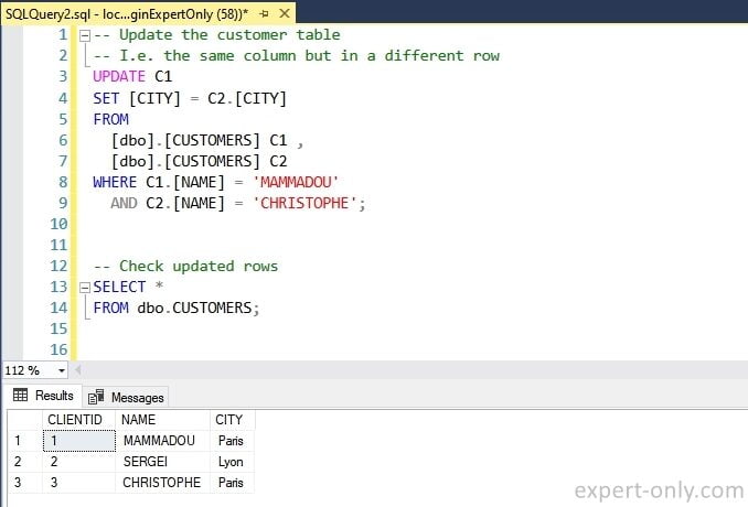 Update The Same Column Of Another Line With Sql Server T Sql